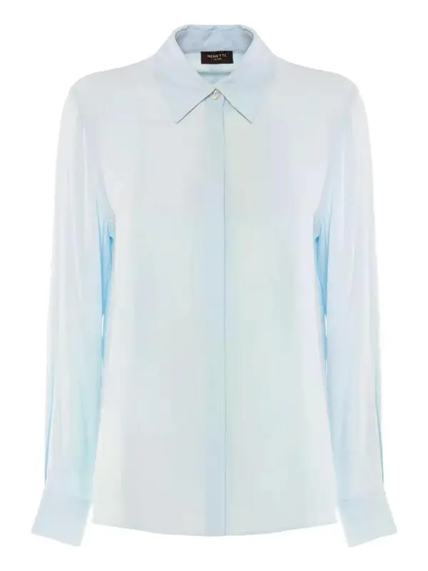 NENETTE Forrest Concealed-fastening Long-sleeve Shirt - Blue