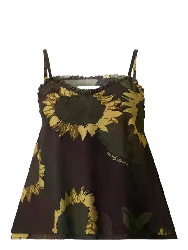Moschino Floral-print Ruffled Top - Brown