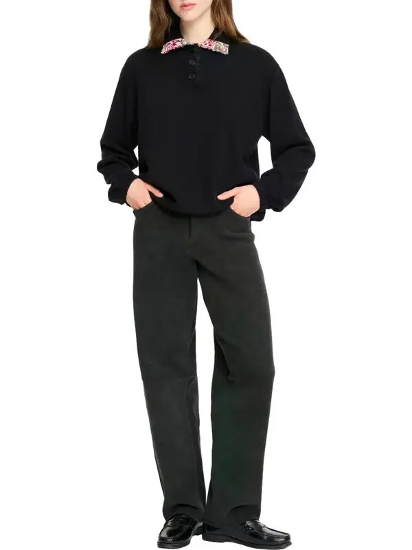 BARRIE Contrast-collar Cashmere Sweater - Black
