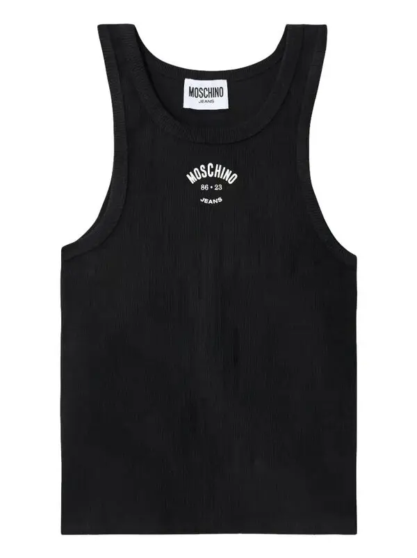 Moschino Logo-print Ribbed Top - Black