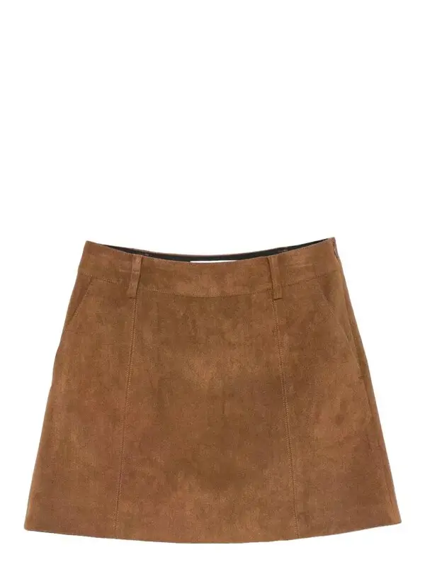 DUNST Suede-effect Panelled Skirt - Brown