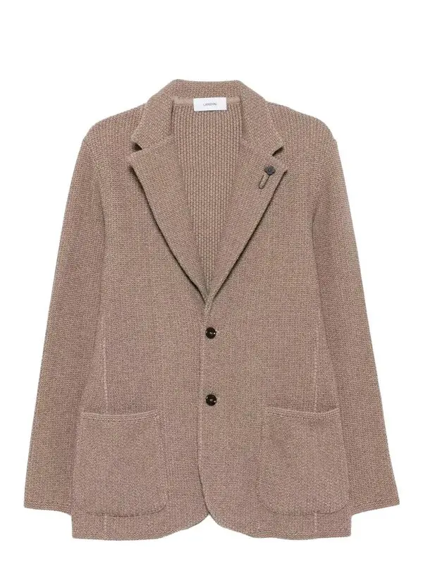 LARDINI Waffle-knit Notched-lapel Jacket - Neutrals