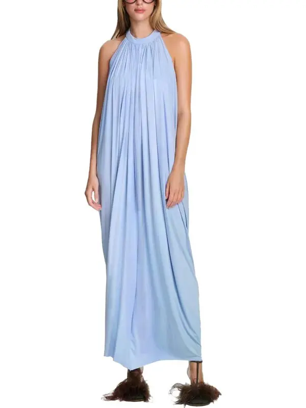AXEL 113 Thea Knotted-back Halterneck Shift Maxi Dress - Blue