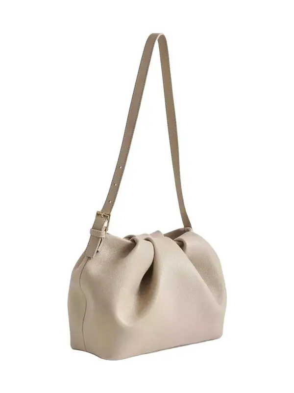 THEMOIRE Athena Grained Bucket Bag - Neutrals