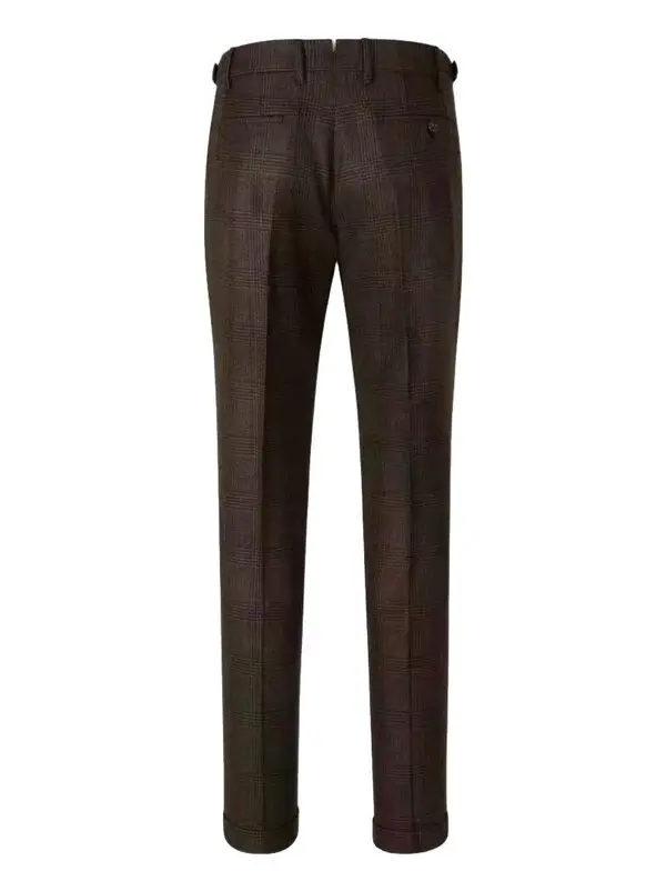 BERWICH Retro Check-pattern Pleated Trousers - Brown