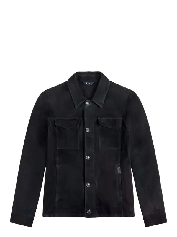 FAY Suede-leather Shirt Jacket - Black