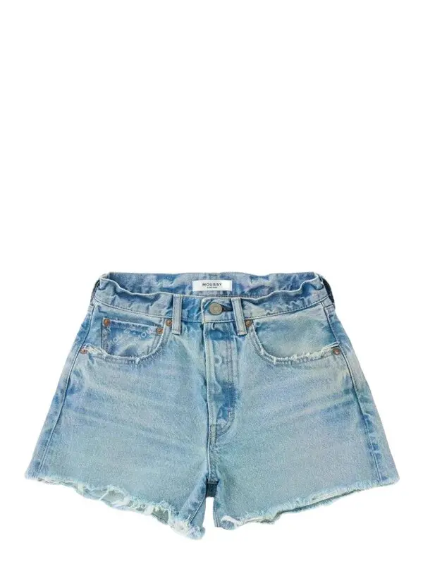 Moussy Vintage Lincoln Frayed Denim Shorts - Blue