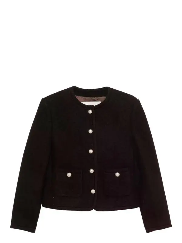 DUNST Button-up Collarless Jacket - Brown