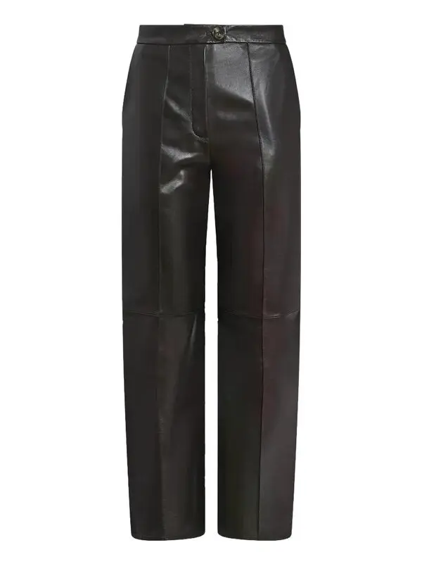 YVES SALOMON Tailored Leather Trousers - Brown