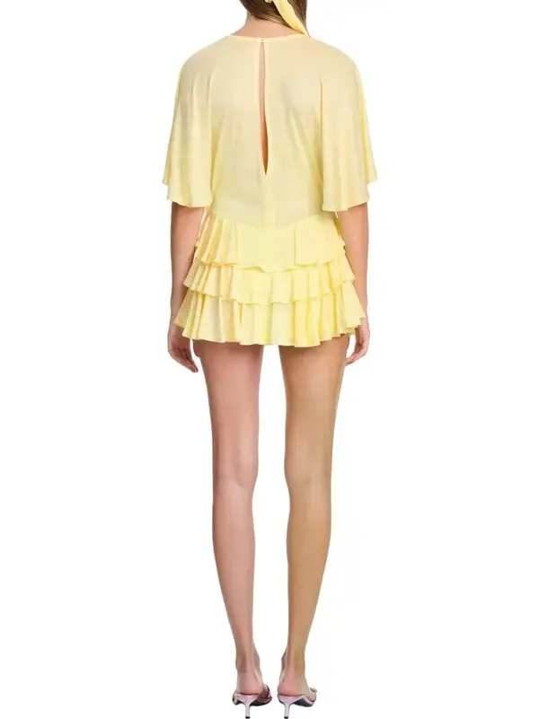 AXEL 113 Ruffled Semi-sheer Mini Dress - Yellow