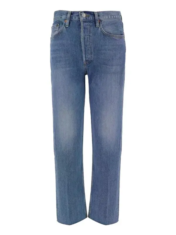 RE/DONE Stove Pipe Washed-effect Jeans - Blue