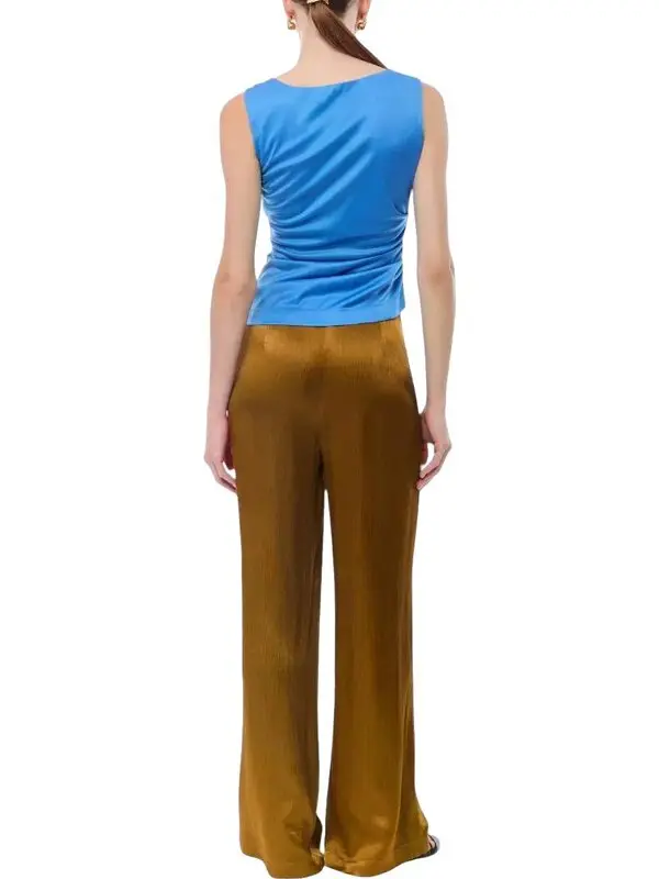 NENETTE Crinkle-satin Wide-leg Trousers - Yellow
