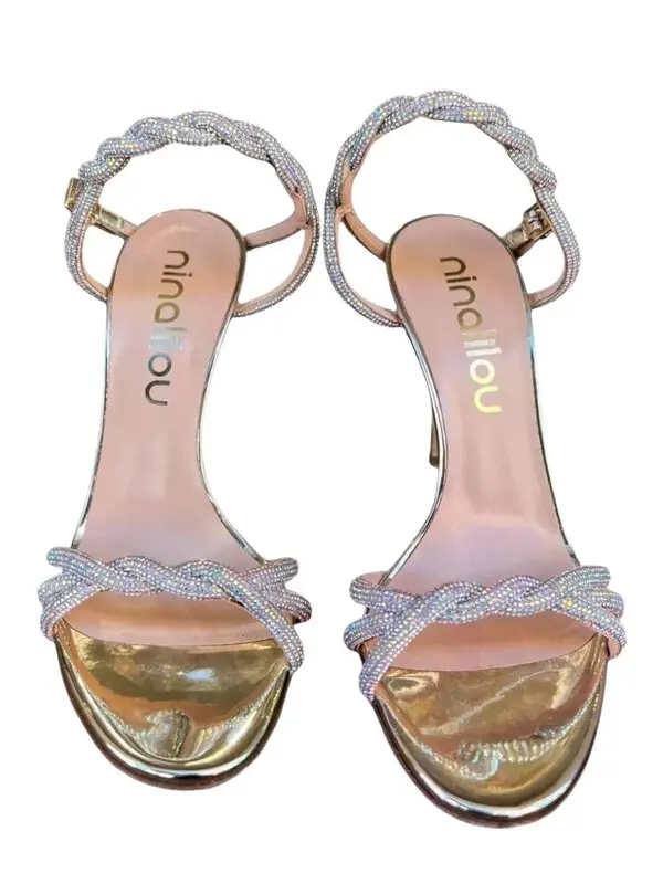 NINALILOU Embellished Braided Sandals - Silver
