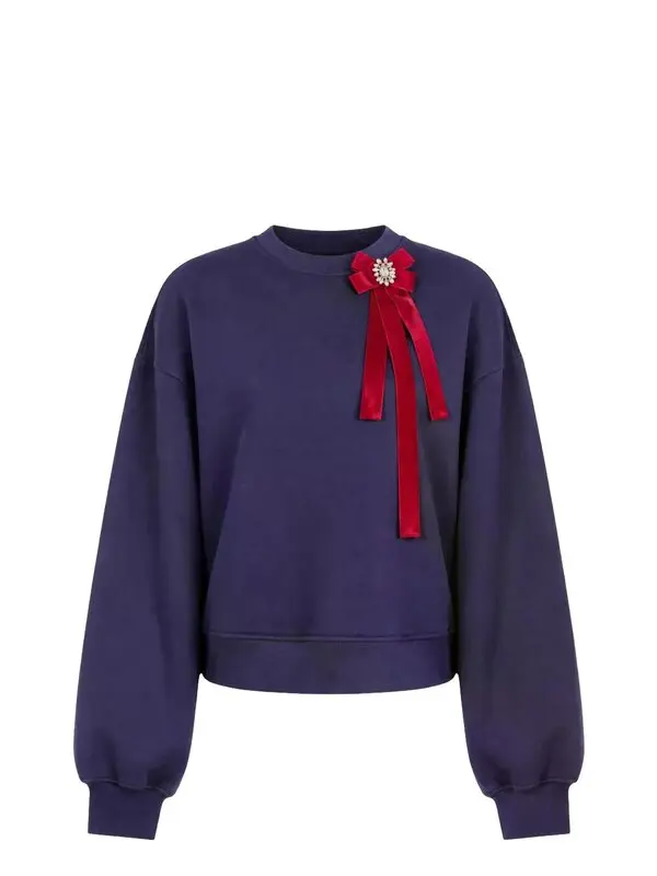 KOSTUM Bow-detail Crystal-embellished Sweatshirt - Blue