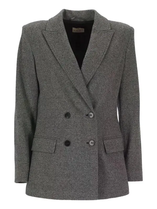 Marella Double-breasted Peak-lapels Blazer - Grey