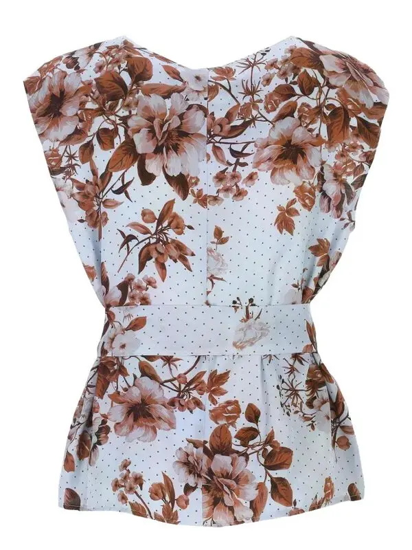 Marella Floral-print Belted Blouse - Blue