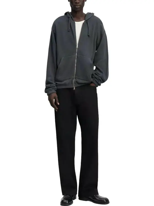 ANOTHER ASPECT Ribbed-knit Zip Hoodie - Grey