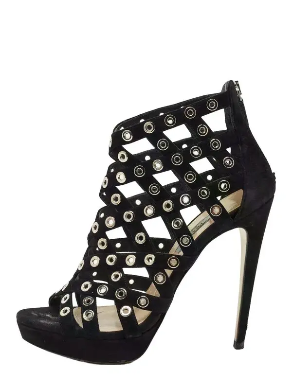 Prada Open-toe Eyelet-detail Boots - Black