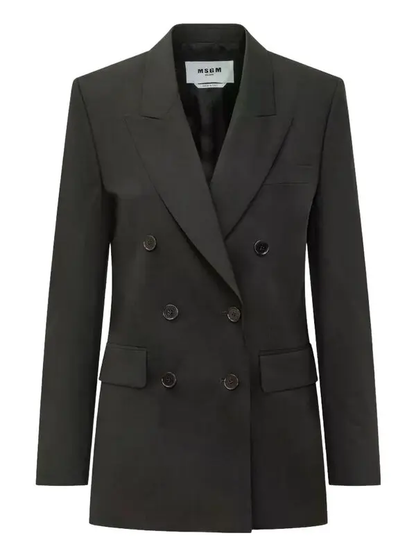 MSGM Double-breasted Peak-lapels Blazer - Black