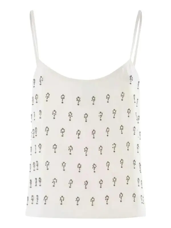 NENETTE Embellished Spaghetti-strap Top - Neutrals