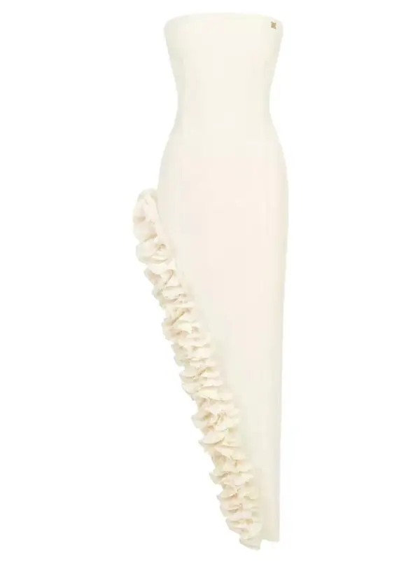 DIVEDIVINE Talita Ruffle-trim Strapless Maxi Dress - Neutrals