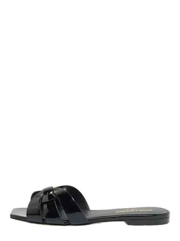 Saint Laurent Leather Slides - Black