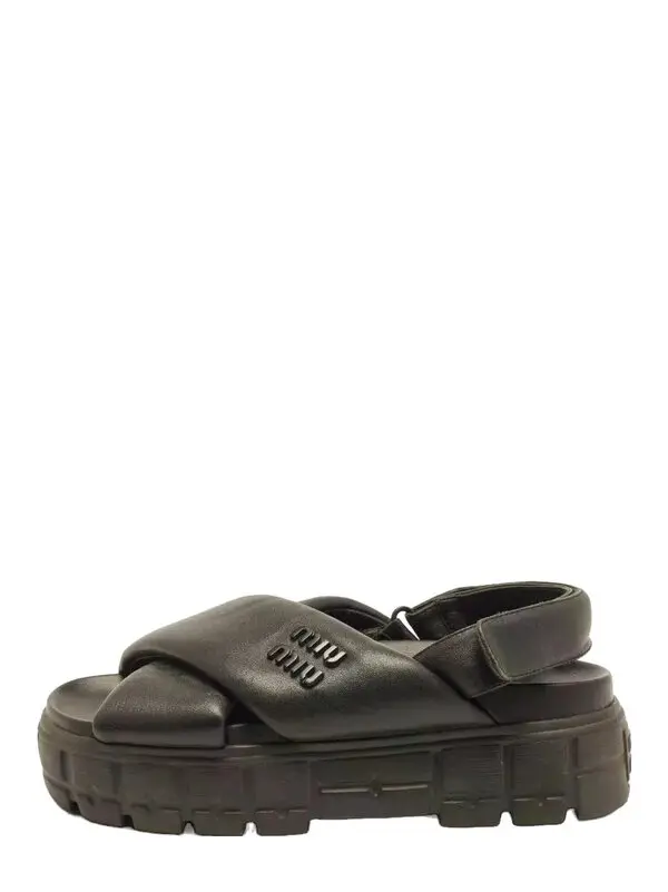 Miu Miu Logo Platform Slingback Sandals - Black