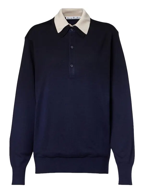 Acne Studios Silk, Wool, And Cashmere Polo Sweater - Blue