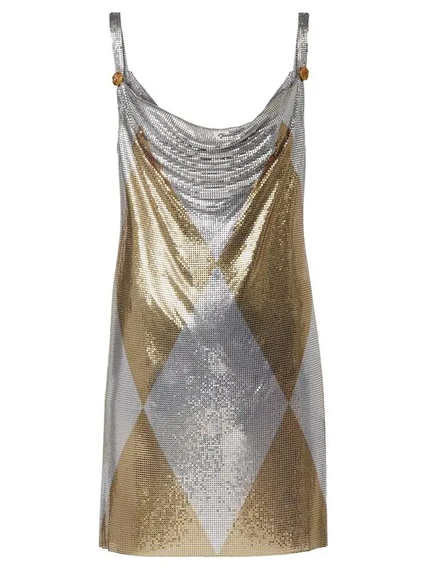 Versace Medusa Draped Chainmail Minidress - Silver