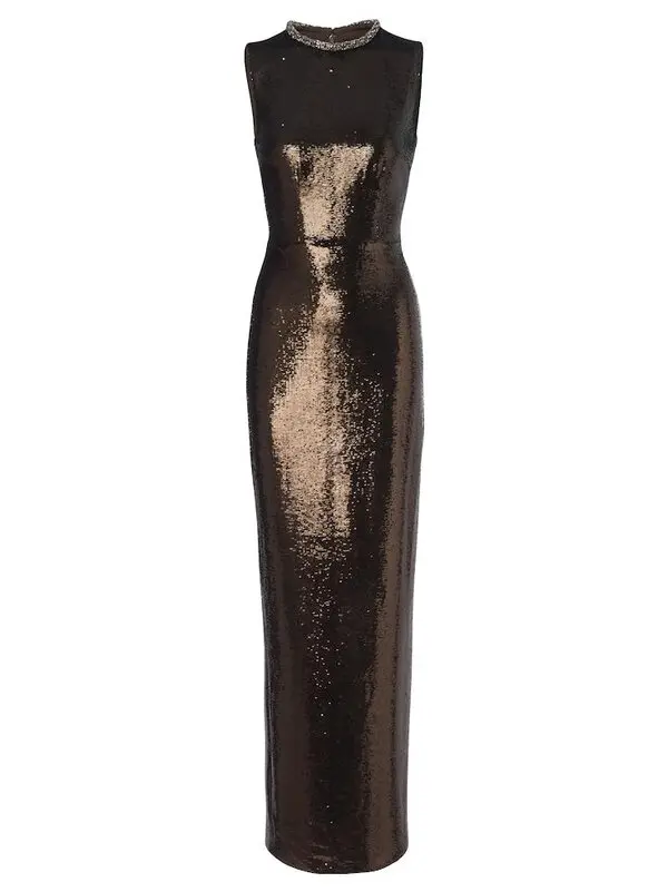 Roland Mouret Sequined Embellished Gown - Brown