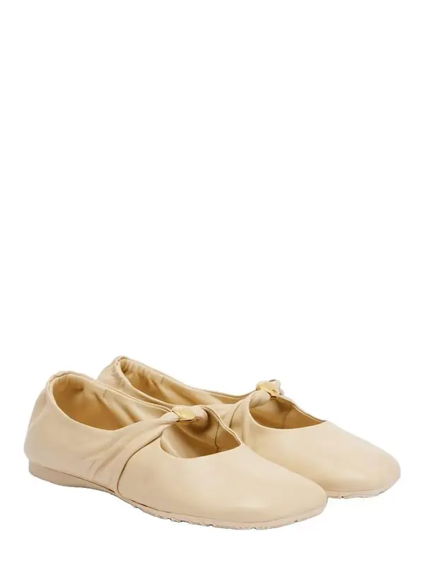 Loewe Pebble Soft Leather Mary Jane Flats - Beige