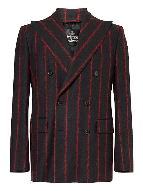 VIVIENNE WESTWOOD Captain Striped Wool Blazer - Charcoal/red