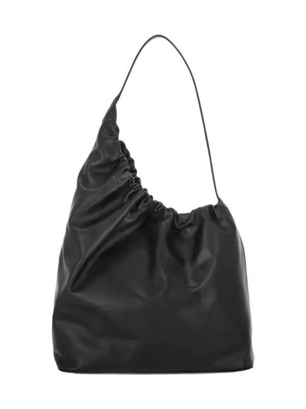 AESTHER EKME Demi Lune Cloud Ruched Leather Shoulder Bag - Black