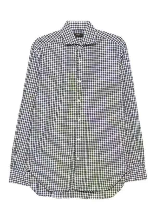 BARBA NAPOLI Gingham Long-sleeve Shirt - Blue