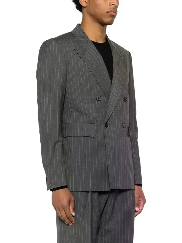 Sandro Pinstriped Double-breasted Blazer - Grey