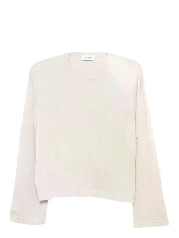 Soft Goat Crew-neck Drop-shoulder Sweater - White