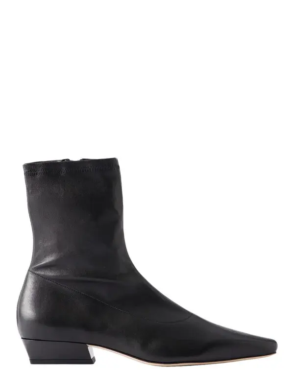 Staud Wally Leather Ankle Boots - Black