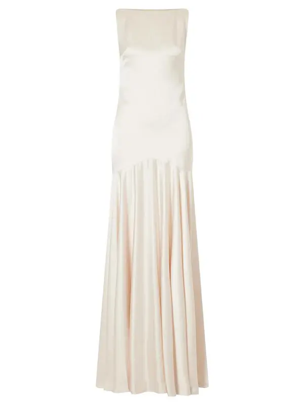 ILKYAZ OZEL Datura Draped Satin Gown - Neutrals