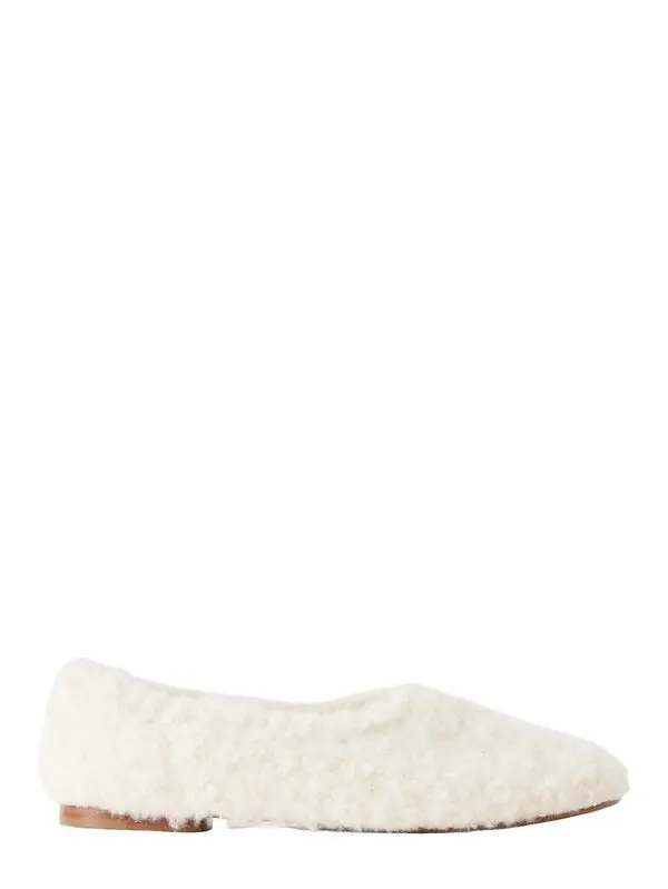 Gabriela Hearst Fleur Leather-trimmed Shearling Ballet Flats - Neutrals
