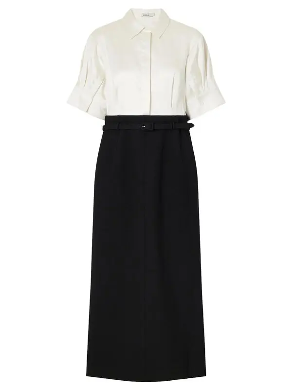 Simkhai Alvera Belted Twill Midi Dress - Neutrals