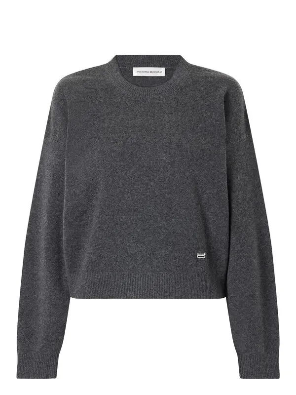 Victoria Beckham Lana Ribbed Wool And Cashmere-blend Sweater - Gray