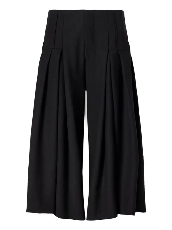 LIBEROWE Pleated Wool-fresco Culotte Shorts - Black