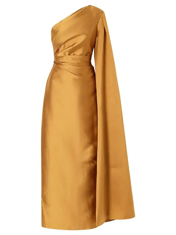 Solace London Veya One-shoulder Twill Gown - Metallic
