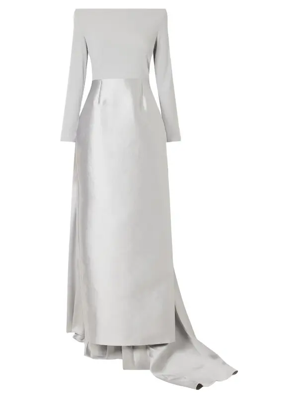 Solace London Winslow Off-the-shoulder Crepe Gown - Silver