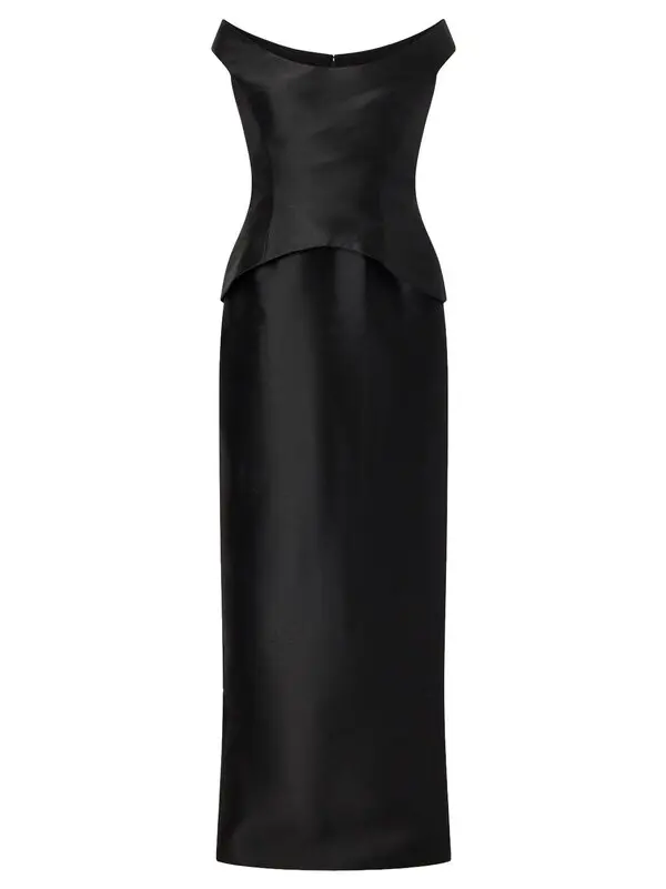 Solace London Pieta Off-the-shoulder Twill Gown - Black