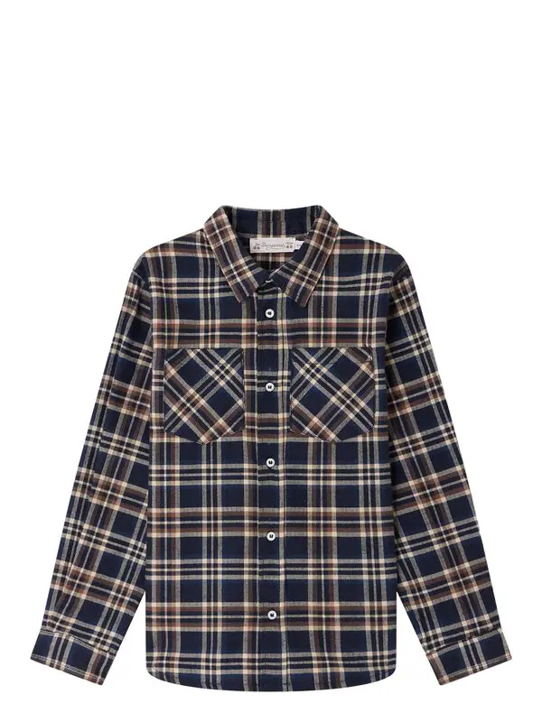 Bonpoint Cotton Check Shirt - Navy