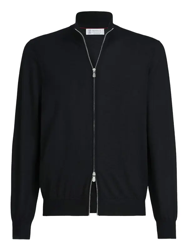 Brunello Cucinelli Cashmere-silk Zip-up Cardigan - Black