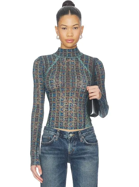 Free People Lyric Long Sleeve Top - Navy