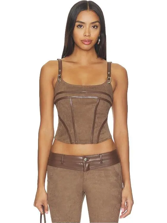 I.AM.GIA Viviane Suede Corset Top In . Also - Chocolate