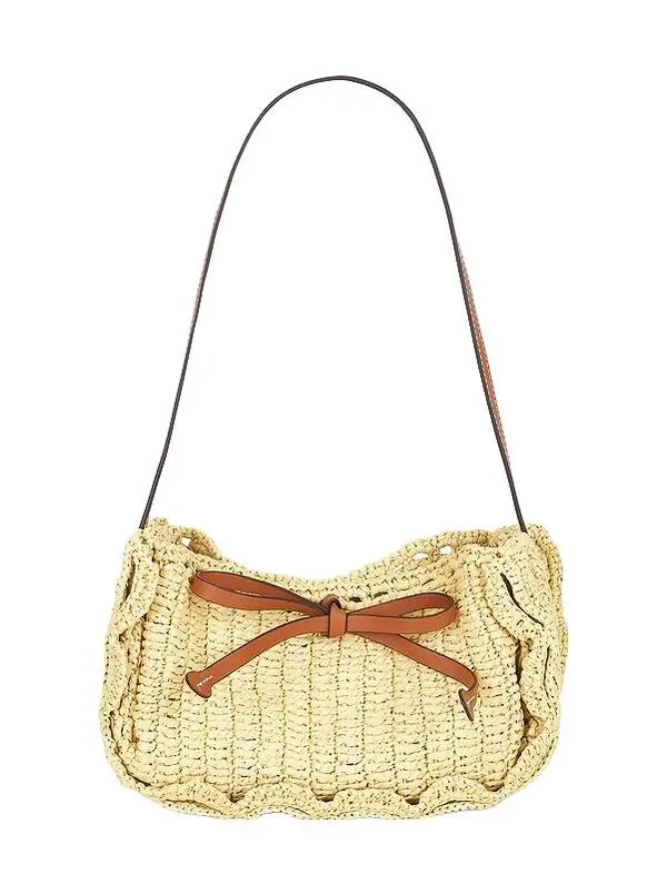 Ulla Johnson Marina Raffia Scallop Pouchette Bag - Neutral